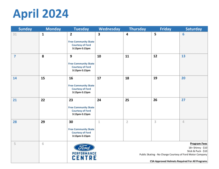 April - Ford Performance Centre